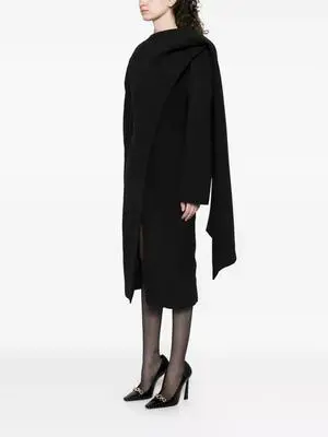 MUGLER Wool Blend Scarf Collar Coat