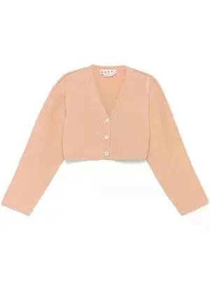 Marni Logo-embroidered Cropped Virgin Wool Cardigan