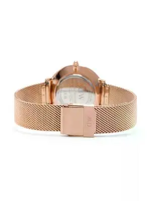 DANIEL WELLINGTON Rose Gold Plated Stainless Steel Mesh Watch With Crystal Bezel - White
