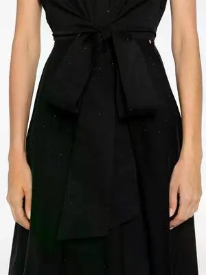 NISSA Rhinestone Embellished V-neck Midi Dress