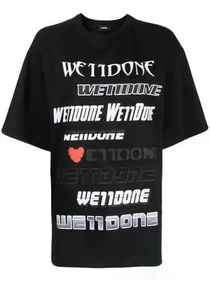 We11Done Logo-print Cotton T-shirt - Black