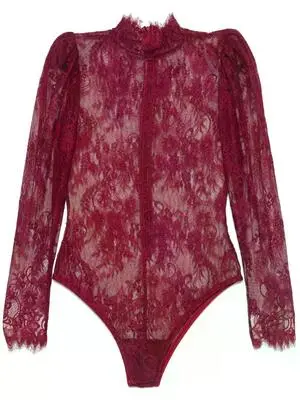 ANA RADU Chantilly Lace Bodysuit - Red