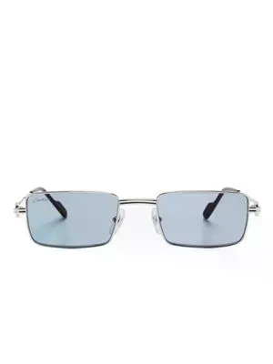 Cartier Tone Metal Rectangle Frame Sunglasses - Silver