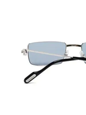 Cartier Tone Metal Rectangle Frame Sunglasses