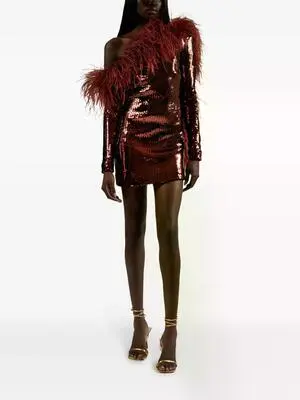 TALLER MARMO Garbo Disco Feather-trim Minidress