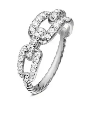 David Yurman 18kt White Gold Diamond Link Ring