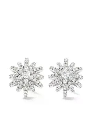 David Yurman 18kt White Gold Starburst Diamond Stud Earrings