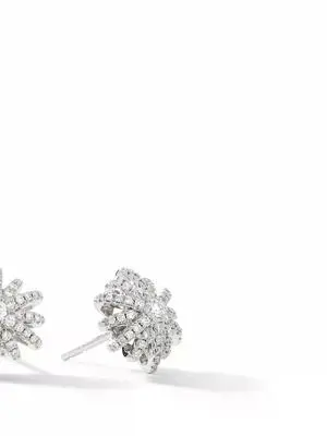 David Yurman 18kt White Gold Starburst Diamond Stud Earrings