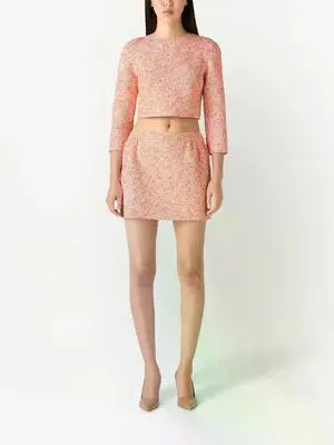 St. John Bonded Novelty Tweed Skirt