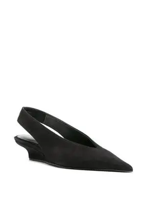 TOTEME Wedge-heel Suede Slingbacks - Black