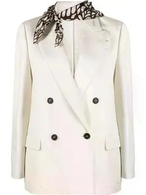 Brunello Cucinelli Scarf Detail Double-breasted Blazer
