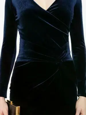 Chiara Boni La Petite Robe Velvet Midi Dress With Knot Detail - Blue