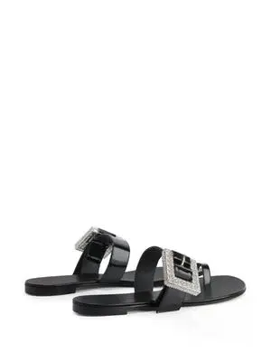 GIUSEPPE ZANOTTI Embellished Patent Sandals - Black