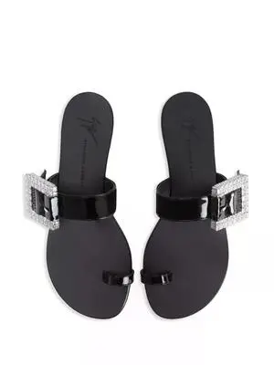 GIUSEPPE ZANOTTI Embellished Patent Sandals - Black