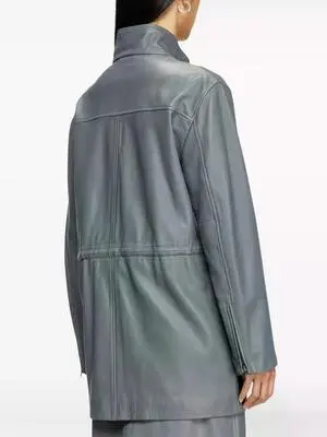DIESEL® Leather Jacket With Zip Fastening And Flap Pockets