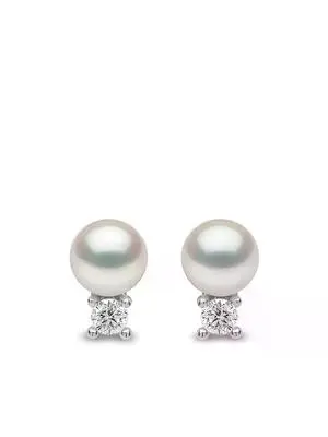 Yoko London 18kt White Gold Diamond And Pearl Stud Earrings - Silver