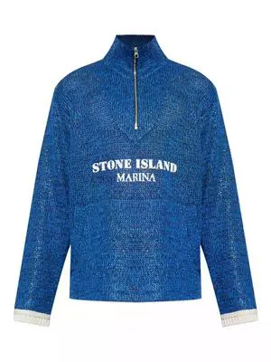 Stone Island Logo Embroidered High Neck Sweatshirt
