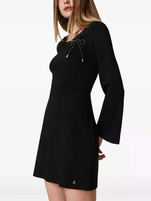 TWINSET Rhinestone Brooch Mini Dress