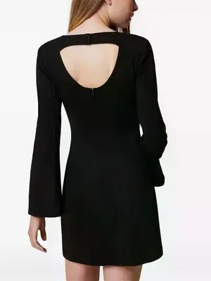 TWINSET Rhinestone Brooch Mini Dress
