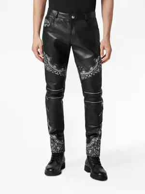 Philipp Plein Slim-cut Leather Trousers