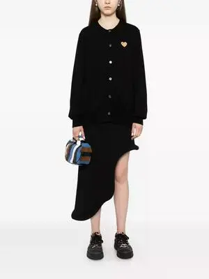 Play Comme Des Garcon Heart-patch Wool Cardigan - Black