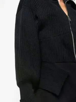 ANDREĀDAMO Ribbed Knit Zip-up Cardigan