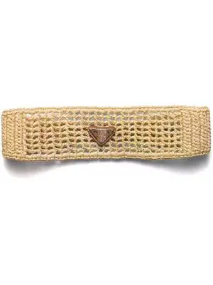 Prada Woven Raffia Effect Hairband - Neutrals