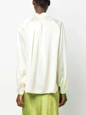 Max Mara Silk Satin Band Collar Blouse