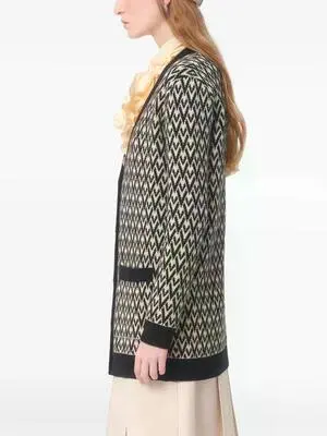 Valentino Garavani Geometric Pattern Virgin Wool Cardigan