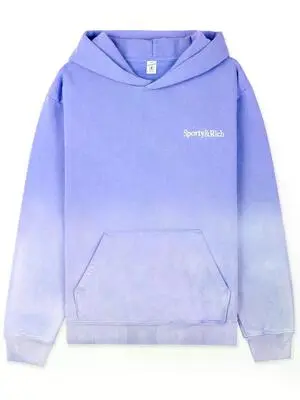 SPORTY & RICH Serif Logo-embroidered Cotton Hoodie - Blue