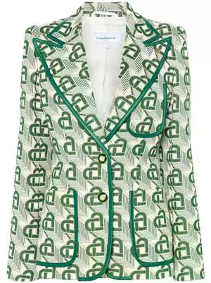 Casablanca Heart Jacquard Peak Lapel Blazer