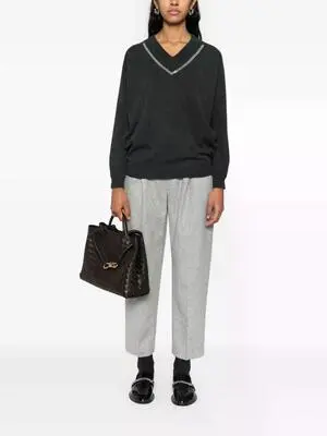 Brunello Cucinelli Mélange Pleated Tapered Trousers