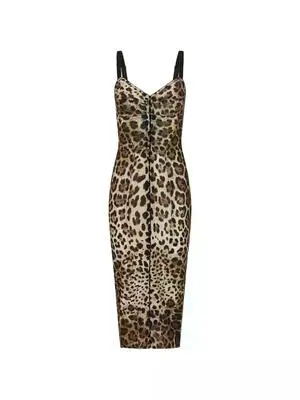 Dolce & Gabbana Leopard-print Sweetheart Neckline Midi Dress