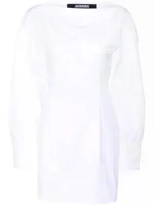 Jacquemus Jacquemus Cotton Poplin Off-Shoulder Mini Dress White