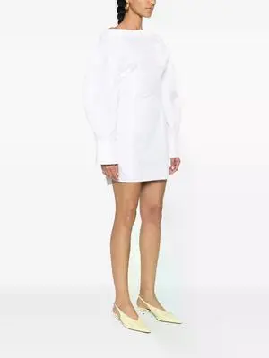 Jacquemus Cotton Poplin Off-shoulder Mini Dress - White