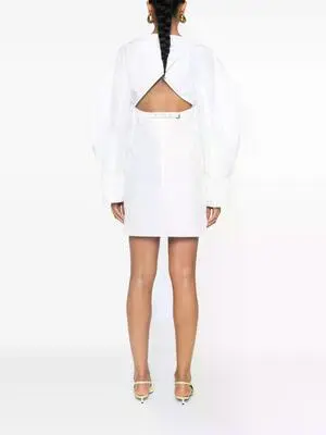 Jacquemus Cotton Poplin Off-shoulder Mini Dress - White