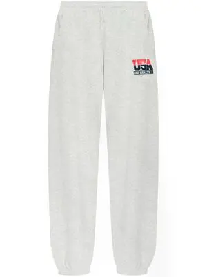 SPORTY & RICH Logo Print Elasticated Cotton Blend Trousers