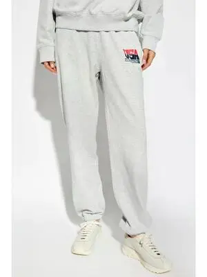 SPORTY & RICH Logo Print Elasticated Cotton Blend Trousers