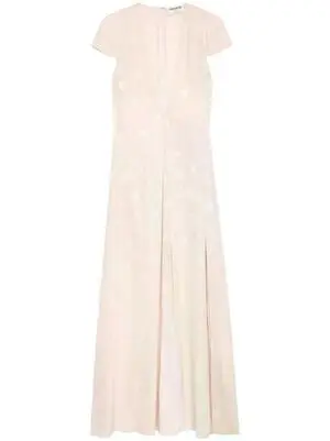 Zadig&Voltaire Ravir Silk Maxi Dress With Jacquard Pattern - Neutrals