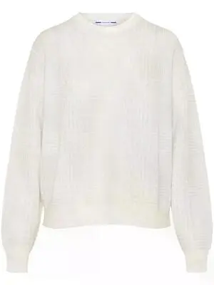 Jacob Cohen Houndstooth Crew Neck Jumper - White
