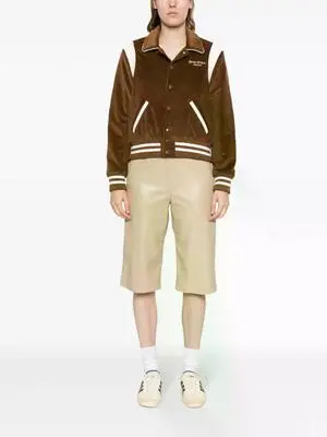 Sporty & Rich Embroidered Corduroy Bomber Jacket - Brown