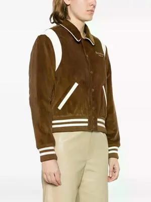 Sporty & Rich Embroidered Corduroy Bomber Jacket - Brown