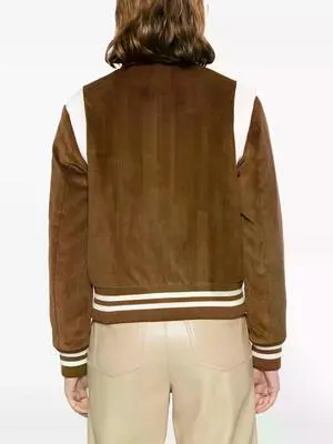 Sporty & Rich Embroidered Corduroy Bomber Jacket - Brown