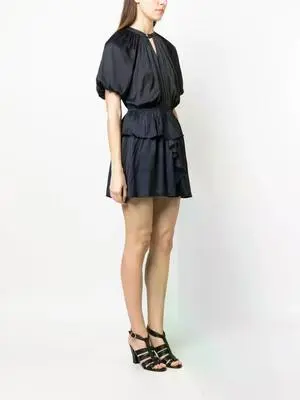 Zadig&Voltaire Romina Puff-sleeve Ruched Mini Dress - Blue