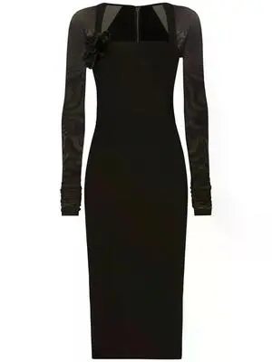 Dolce & Gabbana Jersey Calf-length Dress With Tulle Sleeves
