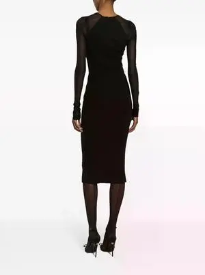 Dolce & Gabbana Jersey Calf-length Dress With Tulle Sleeves