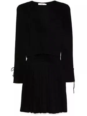 B+AB Ribbed Knit Cardigan And Dress Set - Black