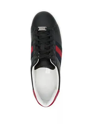 Gucci Ace Leather Sneakers With Web Detailing