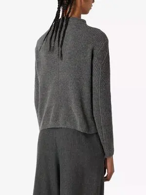 Emporio Armani Ribbed-knit Wool-blend Jumper - Grey