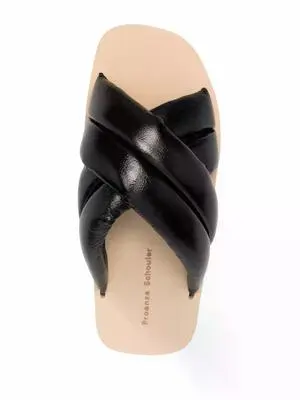 Proenza Schouler Crossover Padded Leather Slides - Black